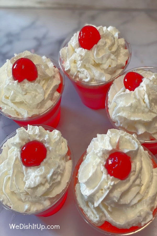 Strawberry Layered Jello Cups - We Dish It Up