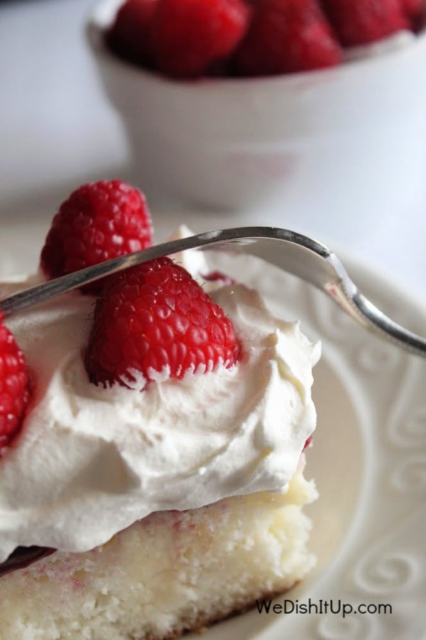 Raspberry Poke Cake With Pudding - We Dish It Up
